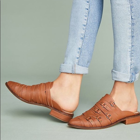 Anthropologie | Shoes | Multi Straps Closed Toe Leather Mules | Poshmark